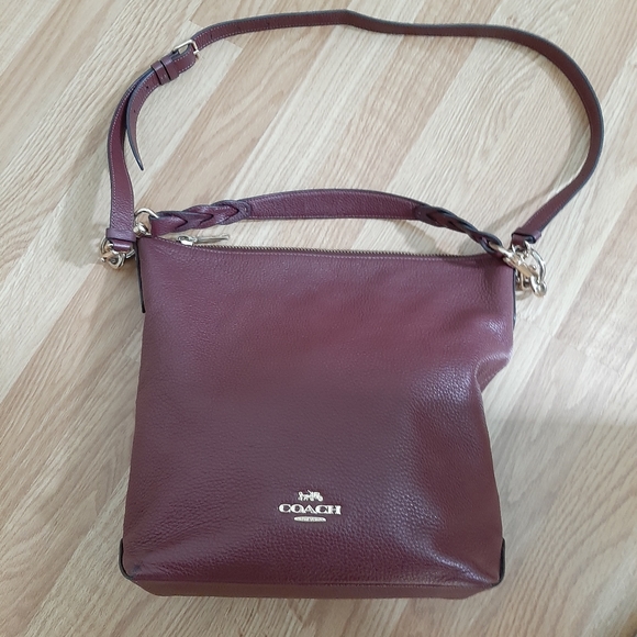 Coach | Bags | Coach Red Val Large Duffle Bucket Crossbody Pebble ...